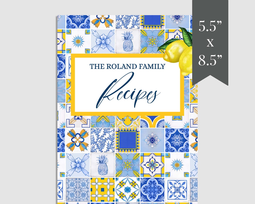 Spanish Tiles Mini Recipe Cookbook Template, Mediterranean Tiles Mini ...