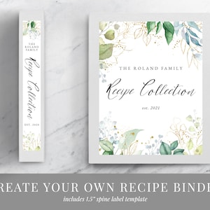 Greenery Gold Recipe Book Template Download, Printable Recipe Cookbook ...