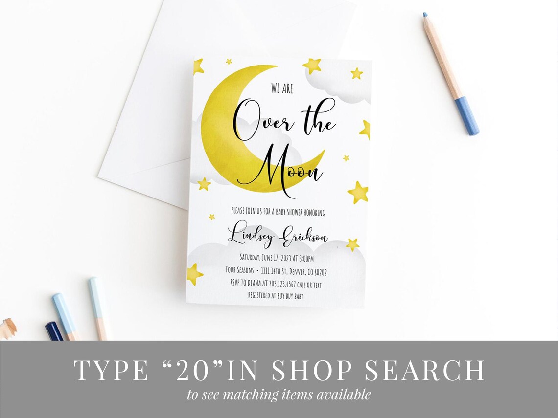 We're Over the Moon Girl Baby Shower Welcome Sign - Etsy