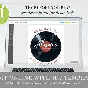 Vinyl Record Bridal Shower Welcome Sign Template, Printable Vintage ...
