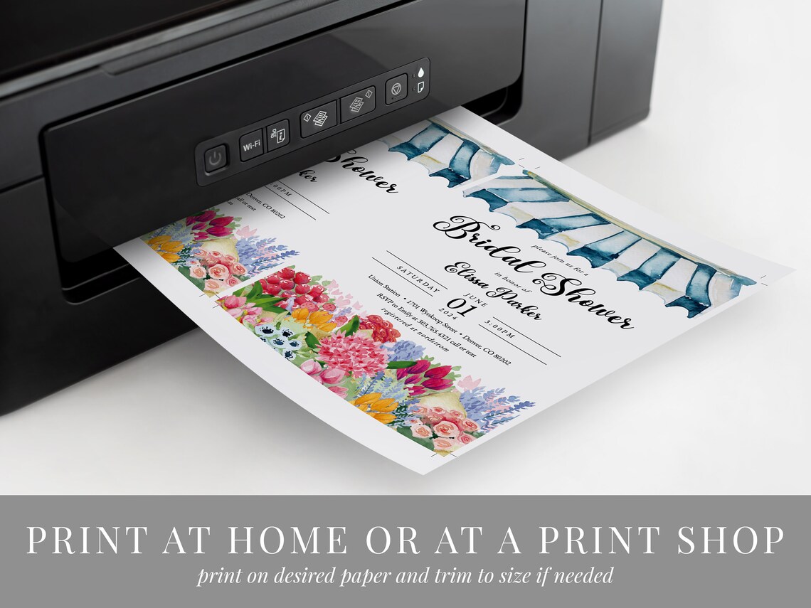 Flower Shop Bridal Shower Invitation Template Printable - Etsy