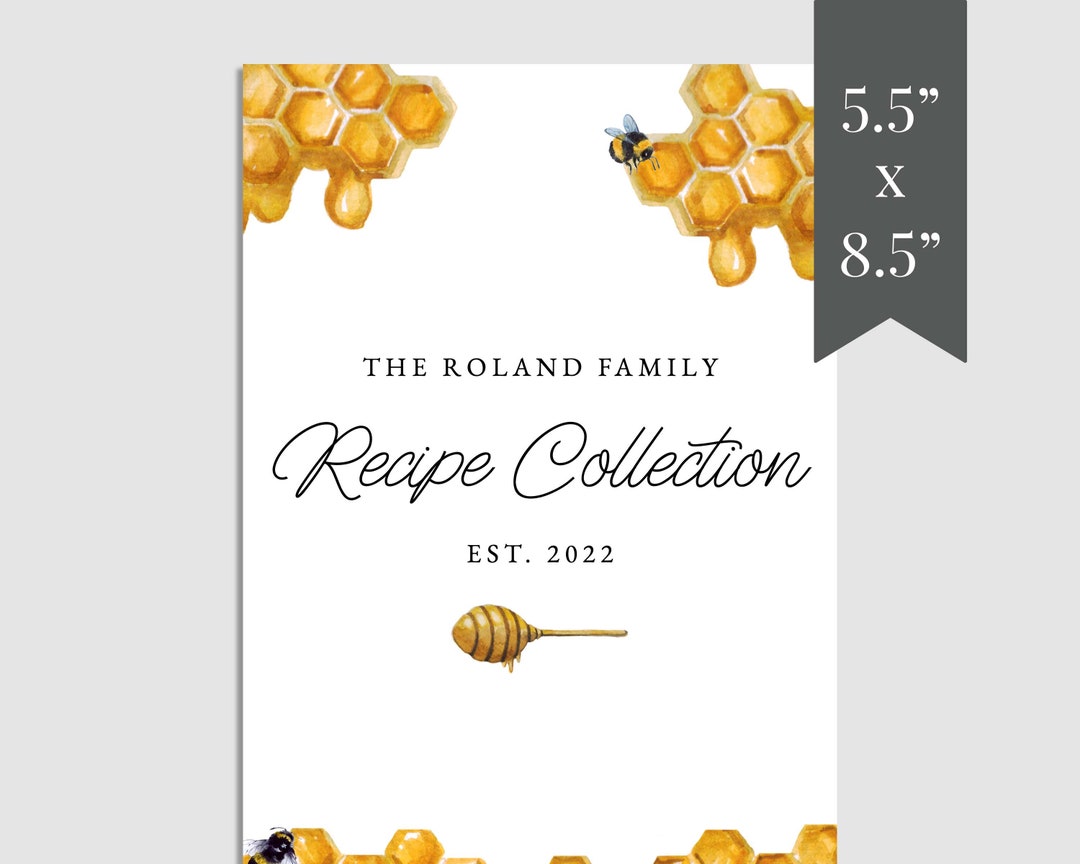 Bees Honeycomb Mini Recipe Collection Book, Honey Recipe Book Template ...