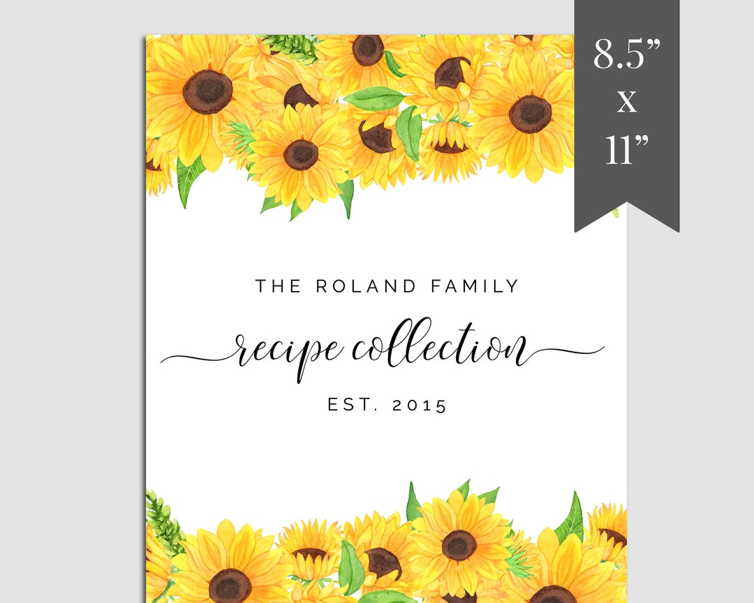 Printable Sunflower Recipe Book Template Download, Recipe Template ...