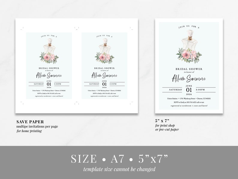 Perfume Bottle Bridal Shower Invitation Template Perfume - Etsy