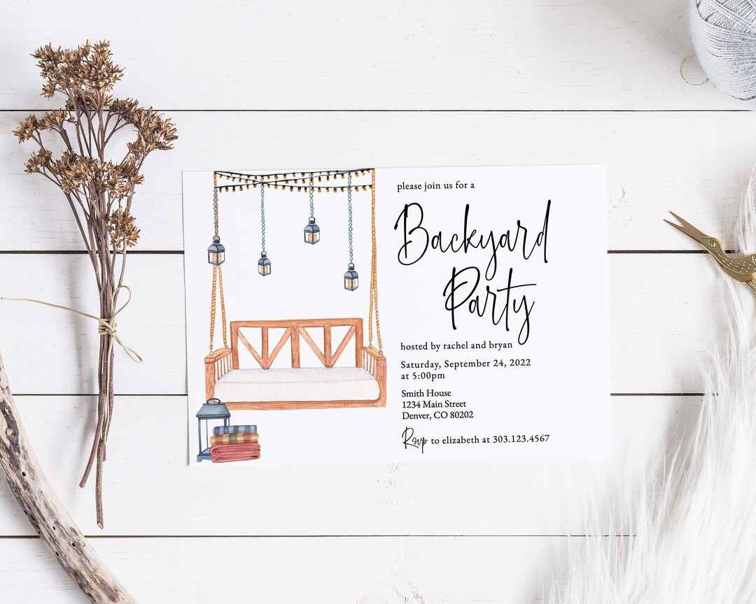 Backyard Party Invitation Digital Template Printable - Etsy