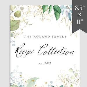 Greenery Gold Recipe Book Template Download, Printable Recipe Cookbook ...