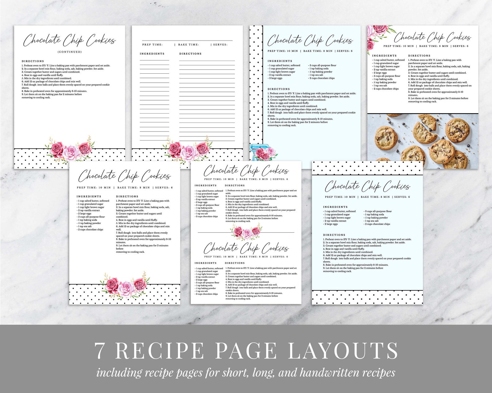 Vintage Polka Dot Kitchen Mixer Recipe Book Template, Floral Stripes ...