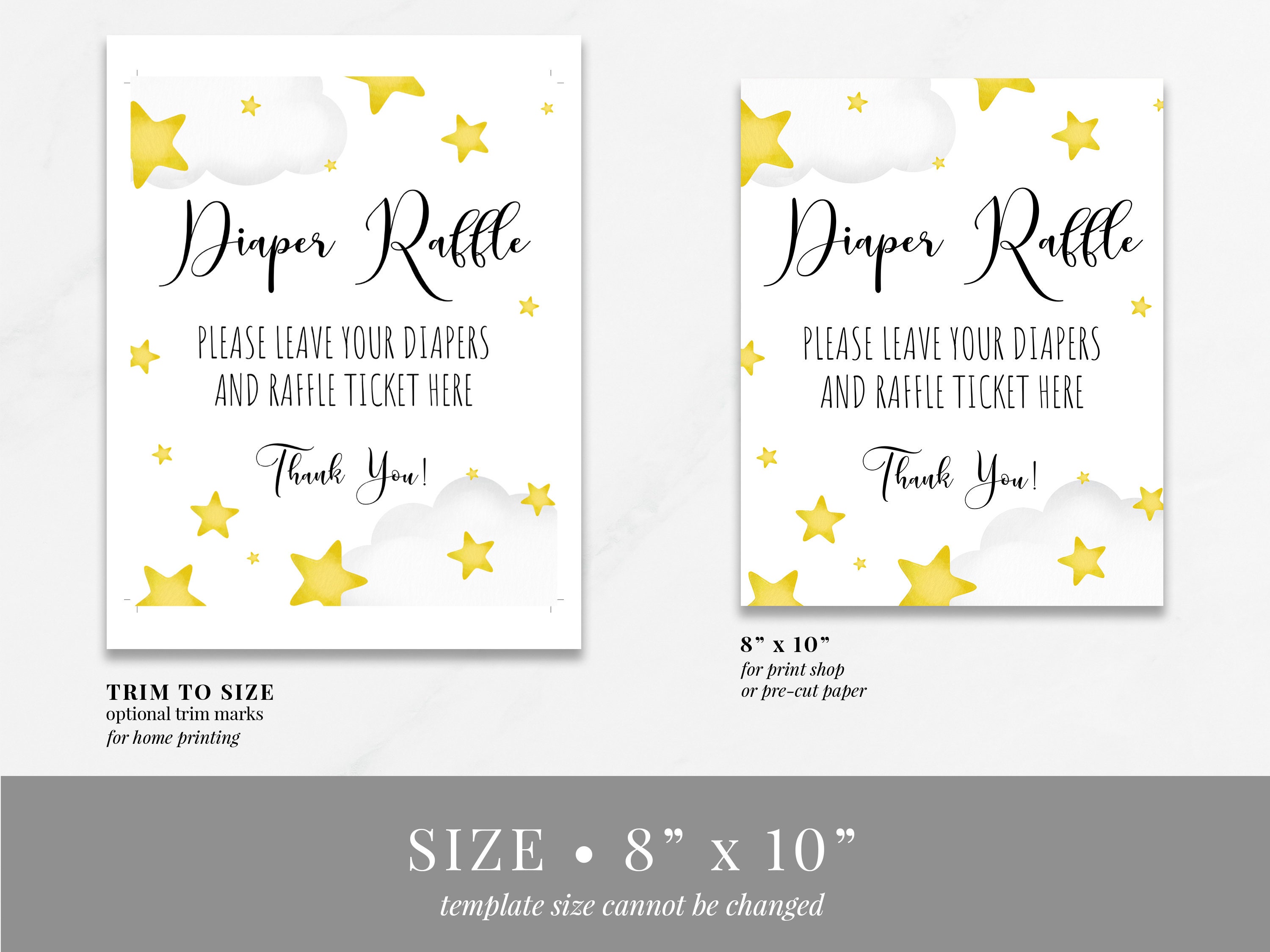 Printable Diaper Raffle Sign Template Over the Moon Baby | Etsy