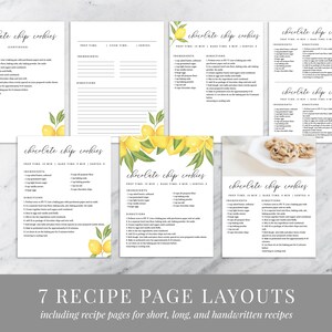 Lemons Recipe Book Template, Printable Recipe Template Download, Family ...