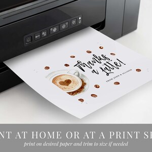 Coffee Thanks a Latte Thank You Card Template, Coffee Cup Thank You ...