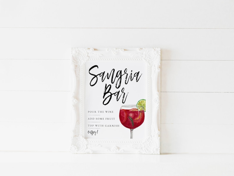 Sangria Bar Sign Template Bridal Shower Printable Sangria Bar - Etsy