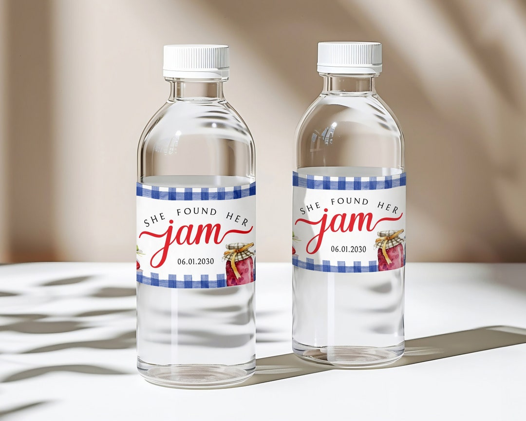 She Found Her Jam Water Bottle Label Template, Picnic Bridal Shower ...