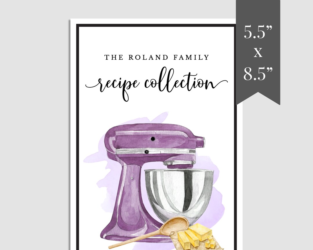 Violet Mixer Mini Recipe Book Template, Printable Family Recipe ...