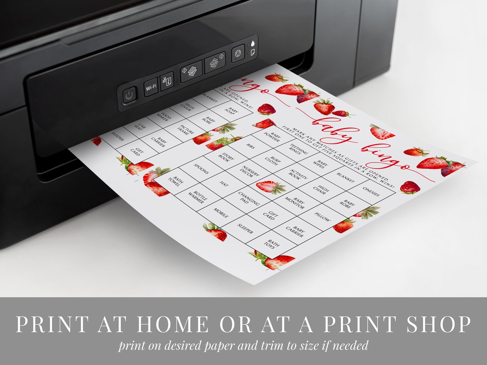 Berry Sweet Strawberry Baby Shower Bingo Game Download, Printable 50 ...