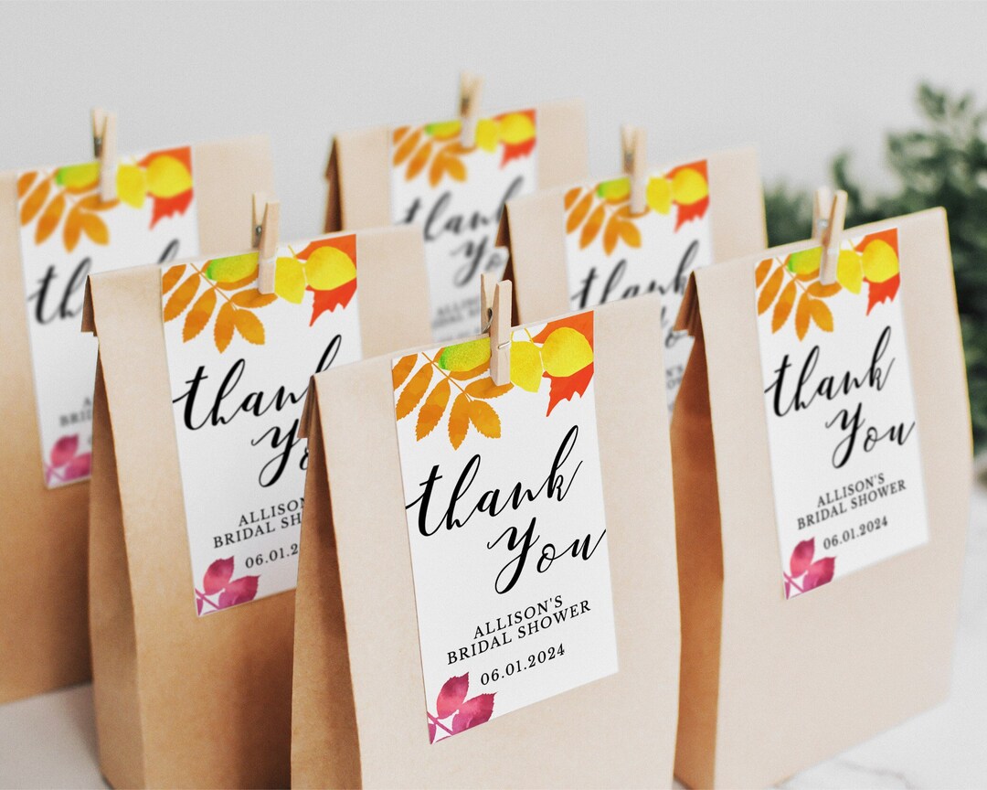 Fall in Love Bridal Shower Favor Thank You Tag Template Download ...