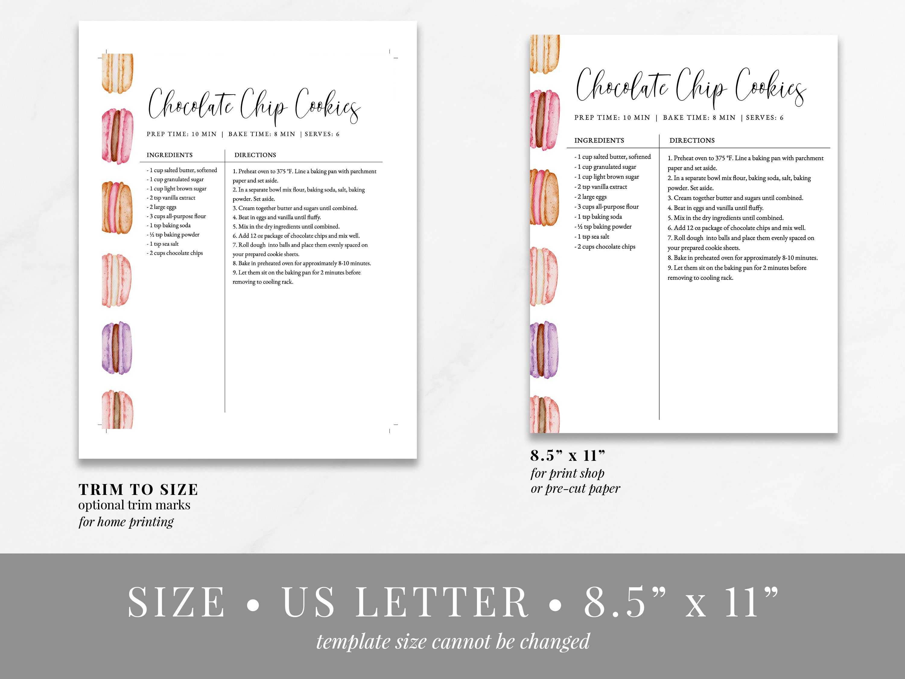 French Macaron Recipe Book Template, Printable Recipe Binder Template ...