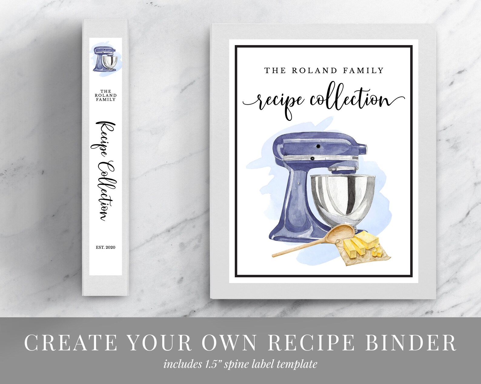 Navy Printable Recipe Book Template, Cookbook Template, Family Recipe ...