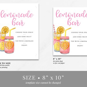 Lemonade Bar Sign Template, Pink Lemonade Baby Shower Lemonade Sign ...