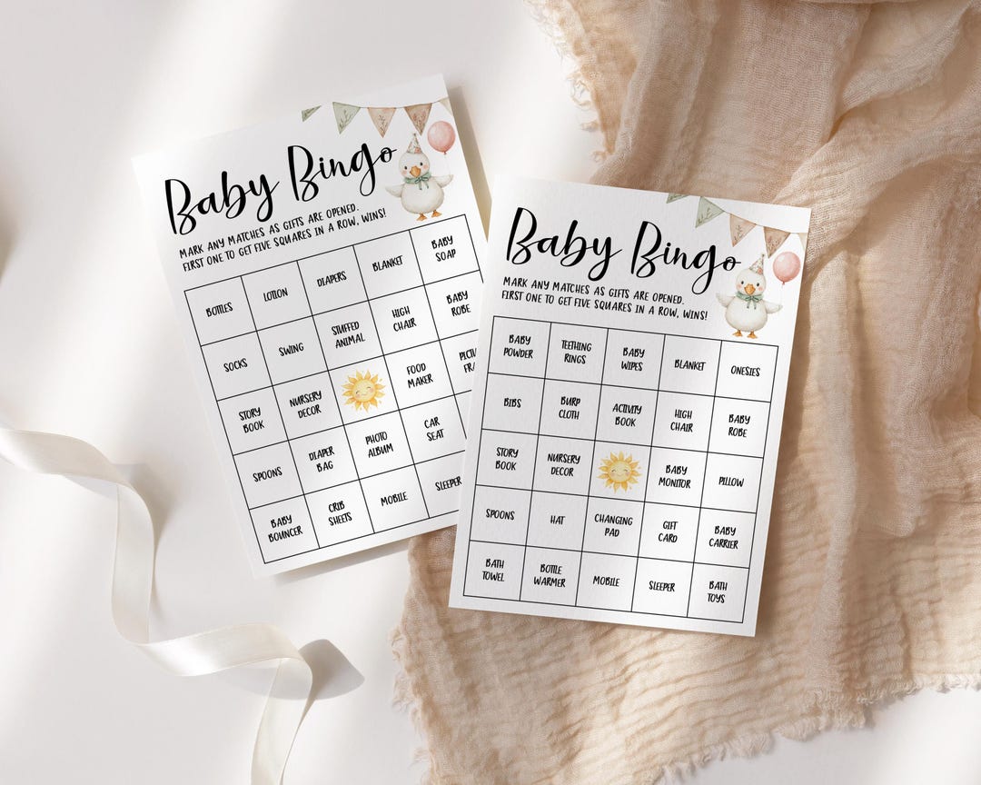 Goose on the Loose Baby Shower Bingo Game Download, Printable 50 ...