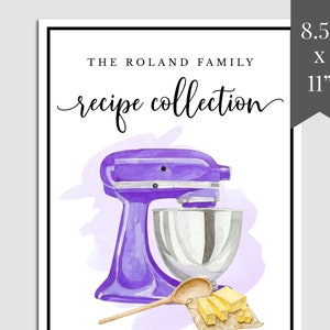 Purple Mixer Recipe Book Printable Cookbook Template - Etsy