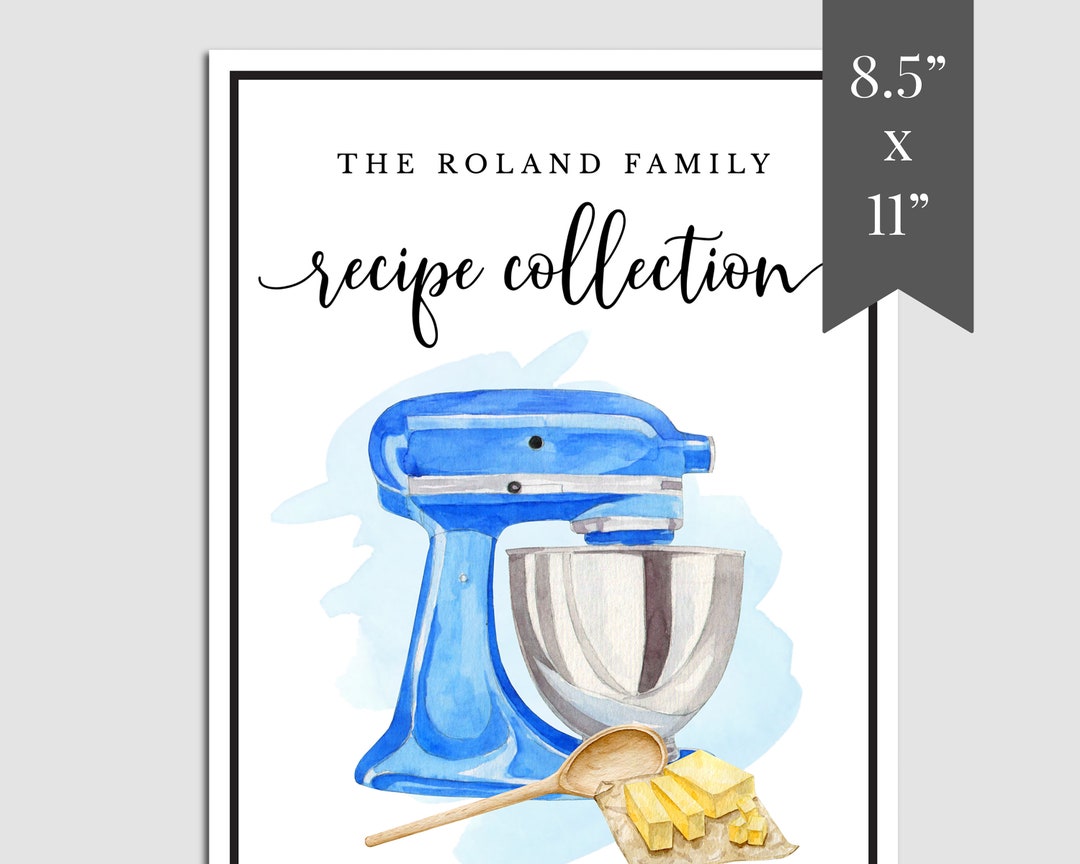 Blue Mixer Recipe Book Template Download, Printable Recipe Page ...
