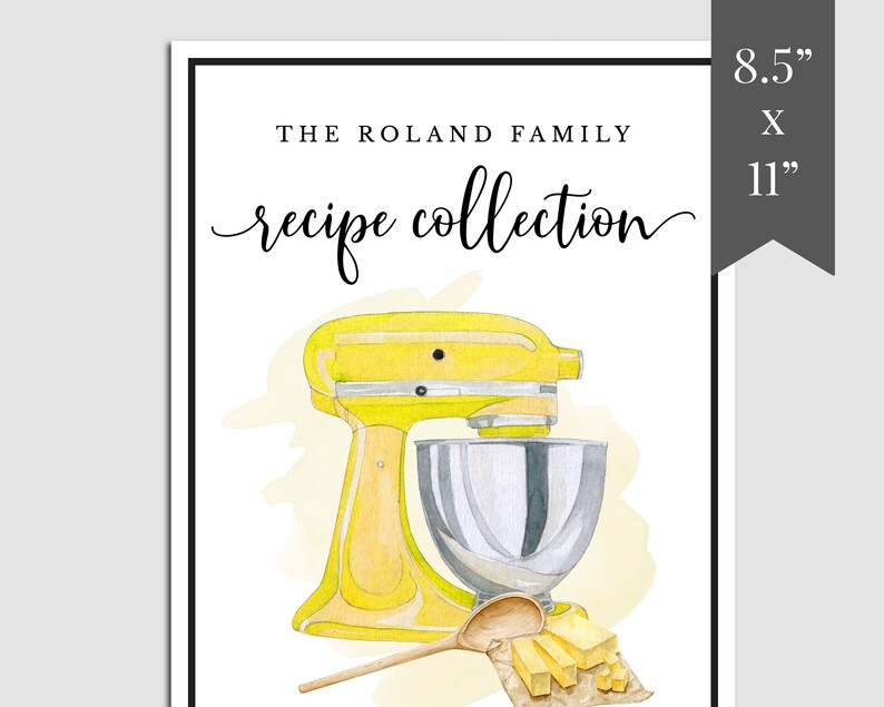 Yellow Mixer Baking Recipe Book Template Printable Recipe - Etsy