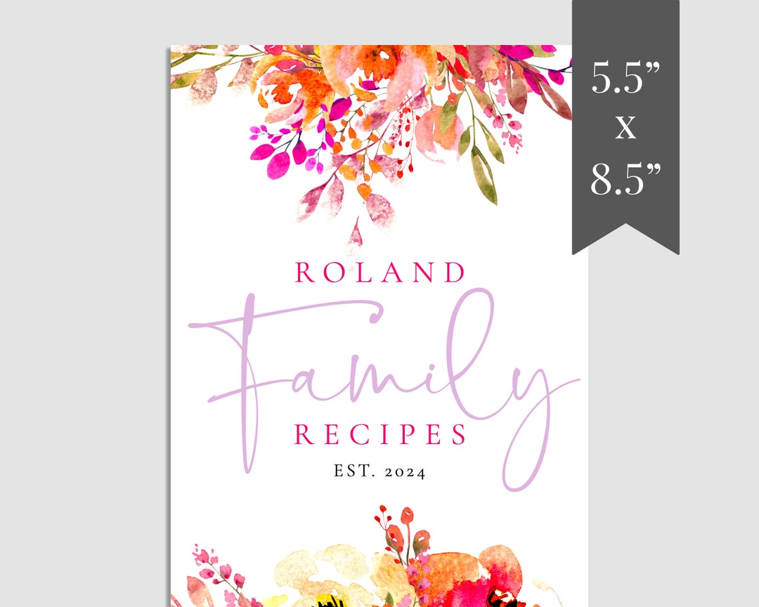 Bright Flowers Mini Recipe Book Template, Printable Mini Family ...