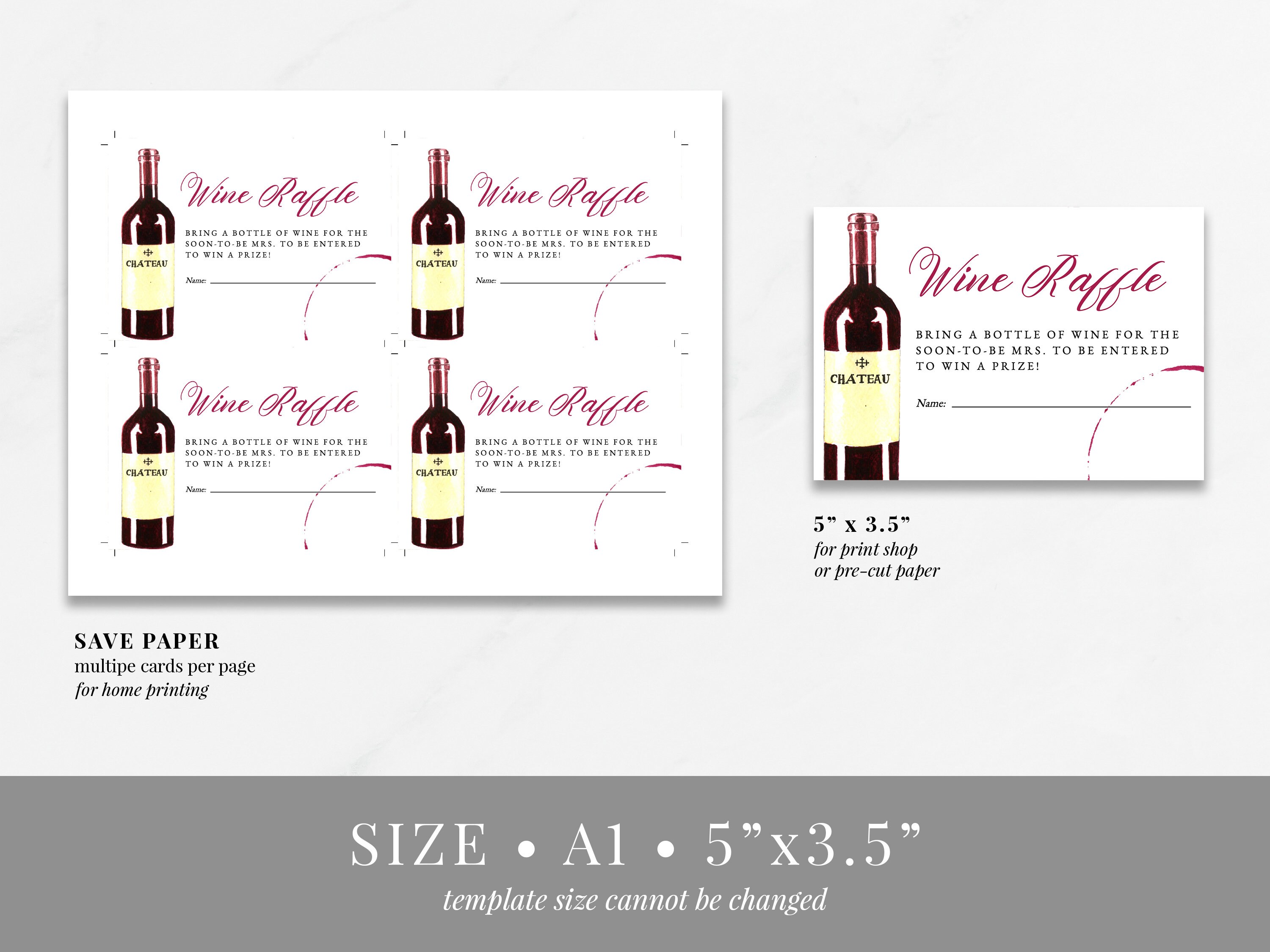 Vino Before Vows Wine Raffle Ticket Template Wedding Bridal - Etsy