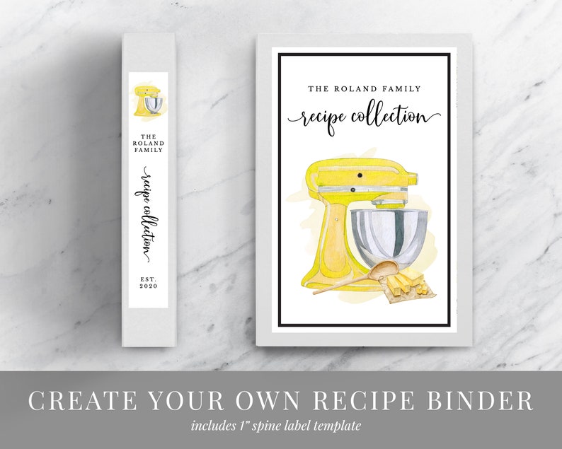 Yellow Mini Recipe Book Binder Template, Printable Recipe Book Download ...