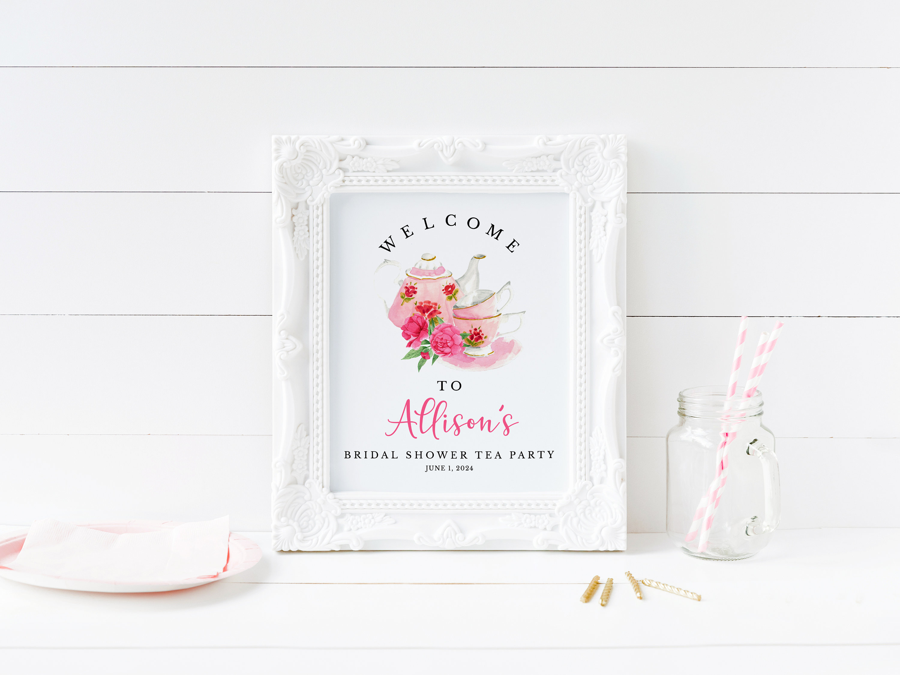 Printable Bridal Shower Afternoon Tea Party Welcome Sign | Etsy