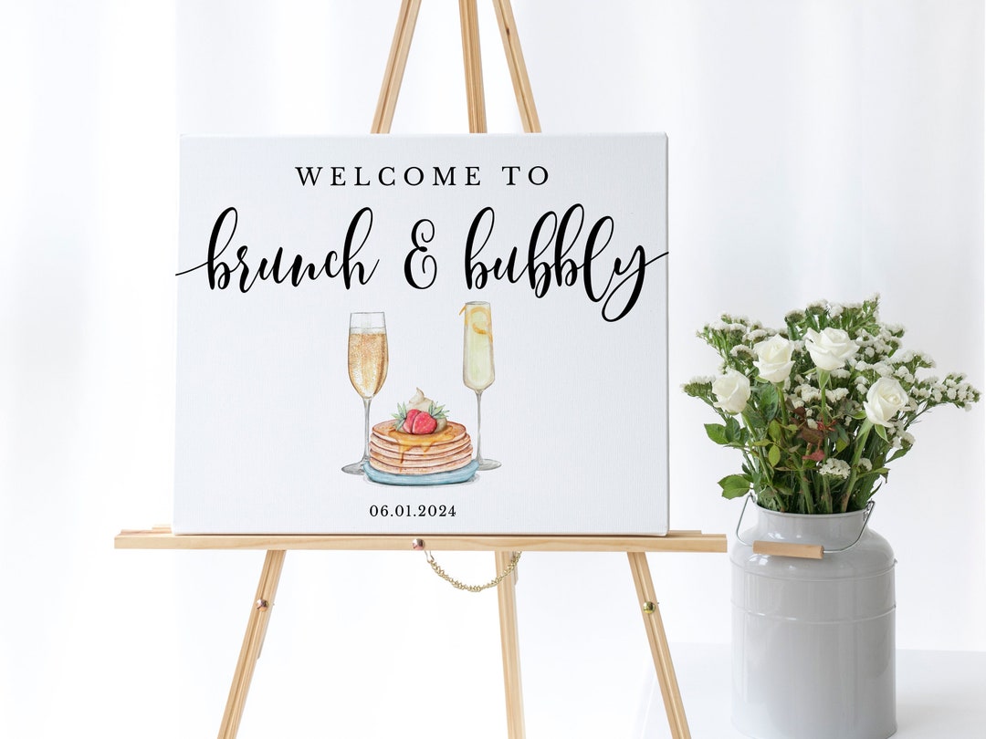 Brunch and Bubbly Welcome Sign Template, Bridal Shower Brunch Welcome ...