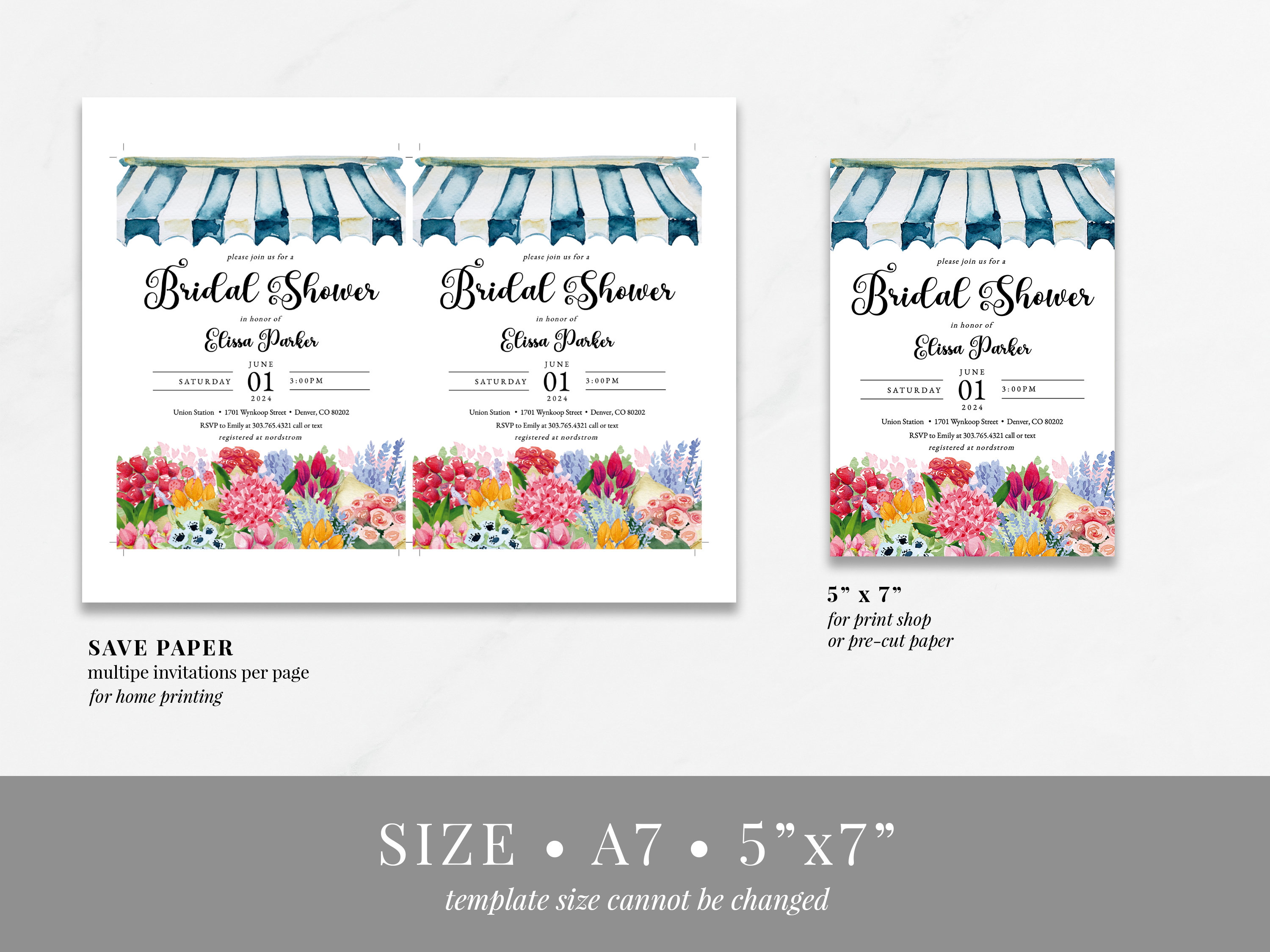 Flower Shop Bridal Shower Invitation Template Printable - Etsy