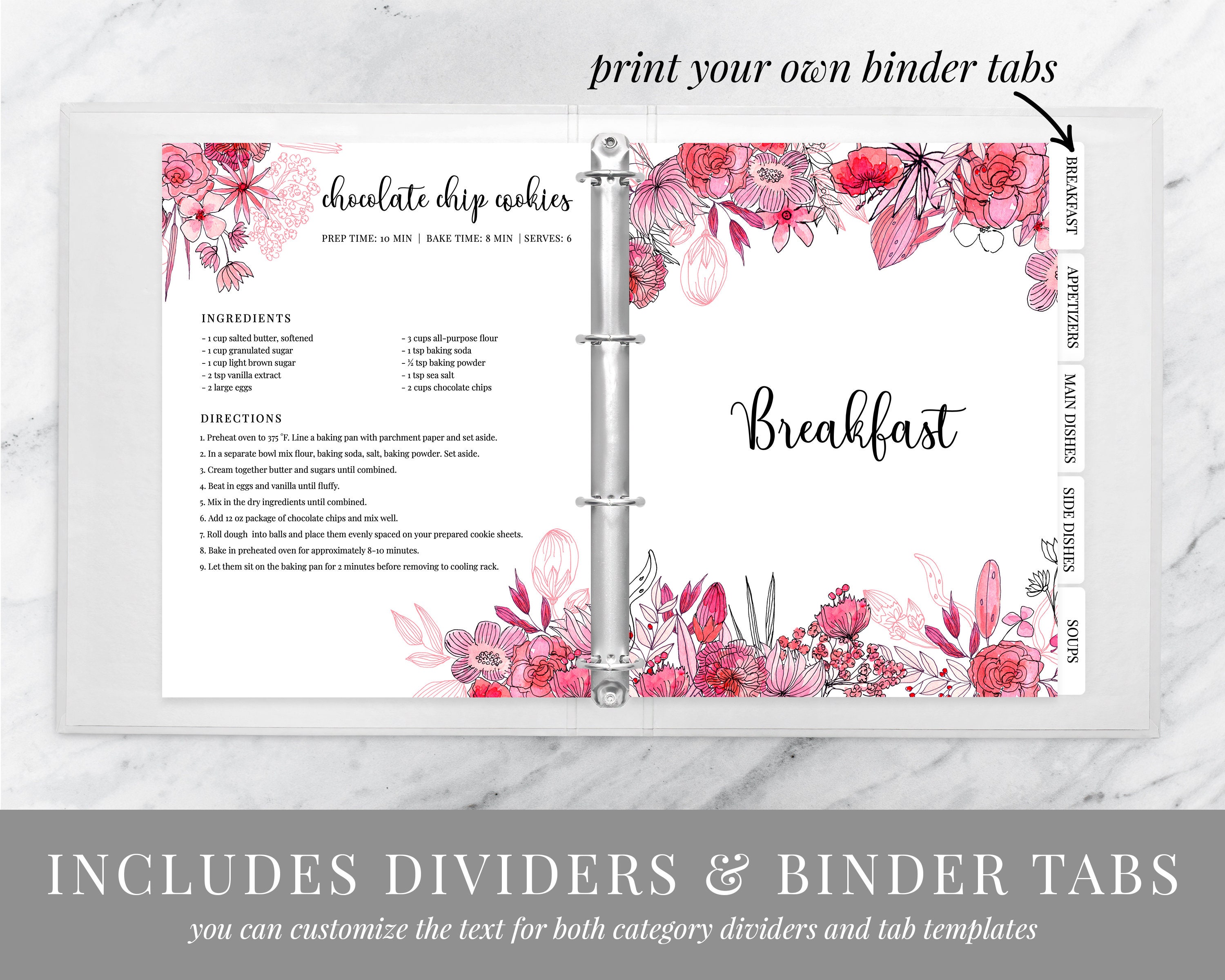 Printable Recipe Binder Template Printable Recipe Organizer | Etsy