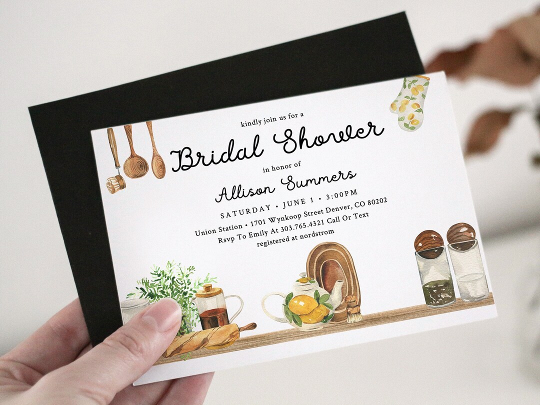 Kitchen Bridal Shower Invitation Template Download, Lemon Kitchen ...