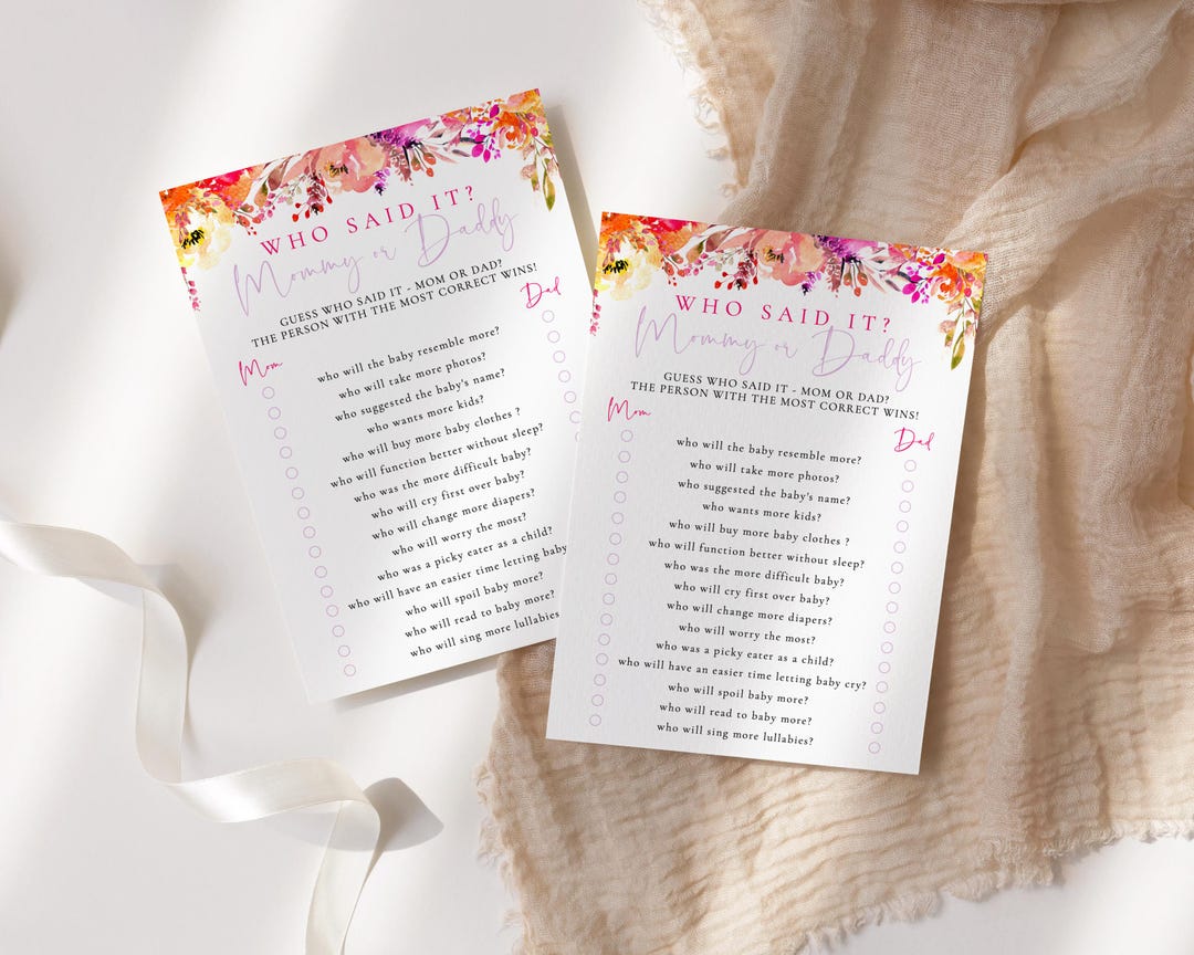 Mommy or Daddy Baby Shower Game Printable, Guess Who Said Shower ...