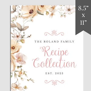 Blush Floral Recipe Book Template Download, Printable Cookbook Template ...