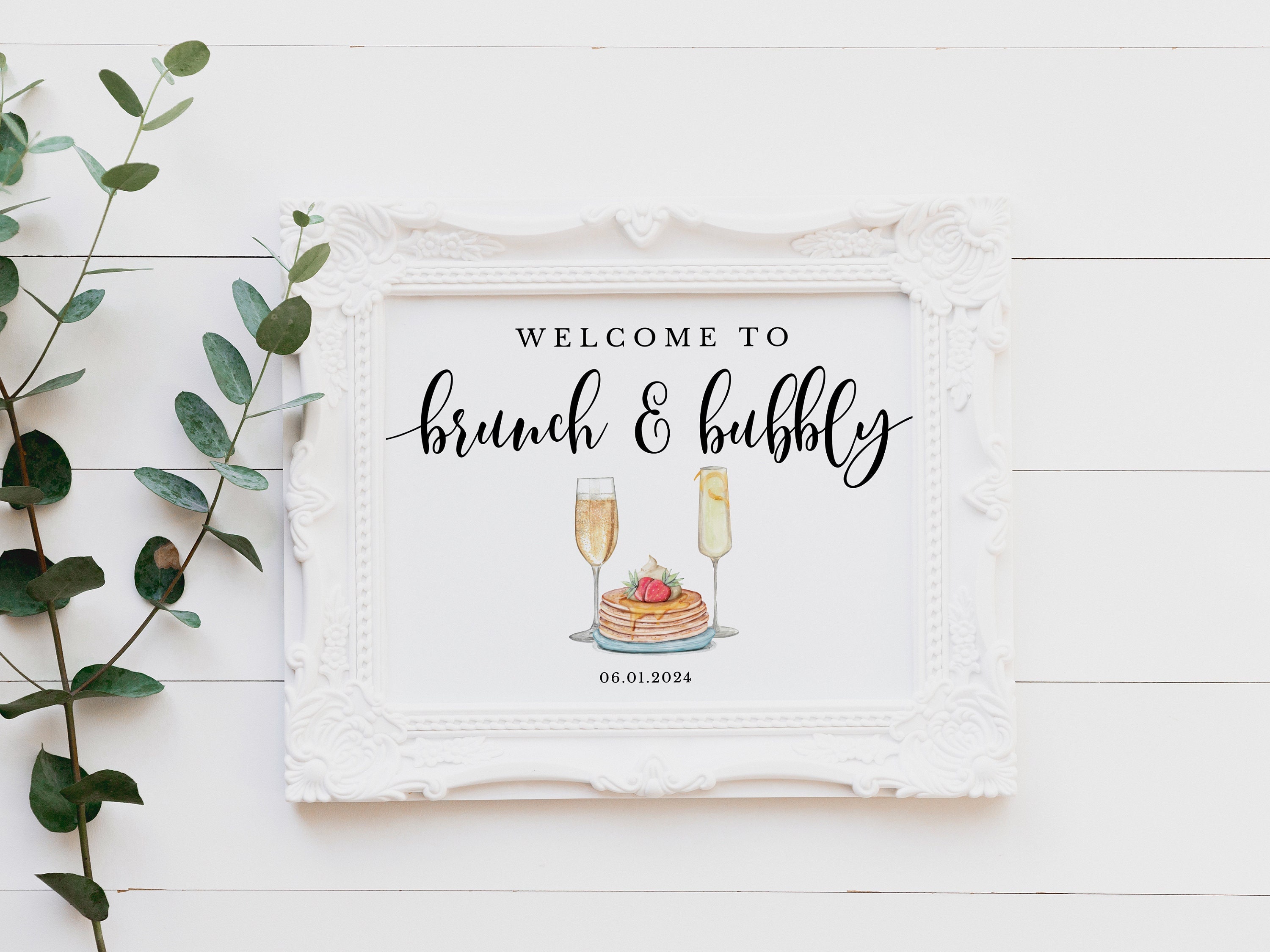 Brunch and Bubbly Welcome Sign Template, Bridal Shower Brunch Welcome ...