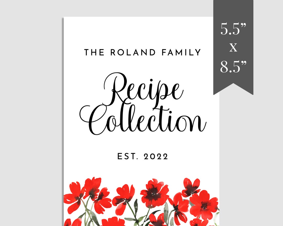 Poppies Mini Recipe Book Template, Half Sized Recipe Cookbook Template ...