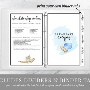Blue Half Size Recipe Template, Printable Mini Recipe Book Template ...