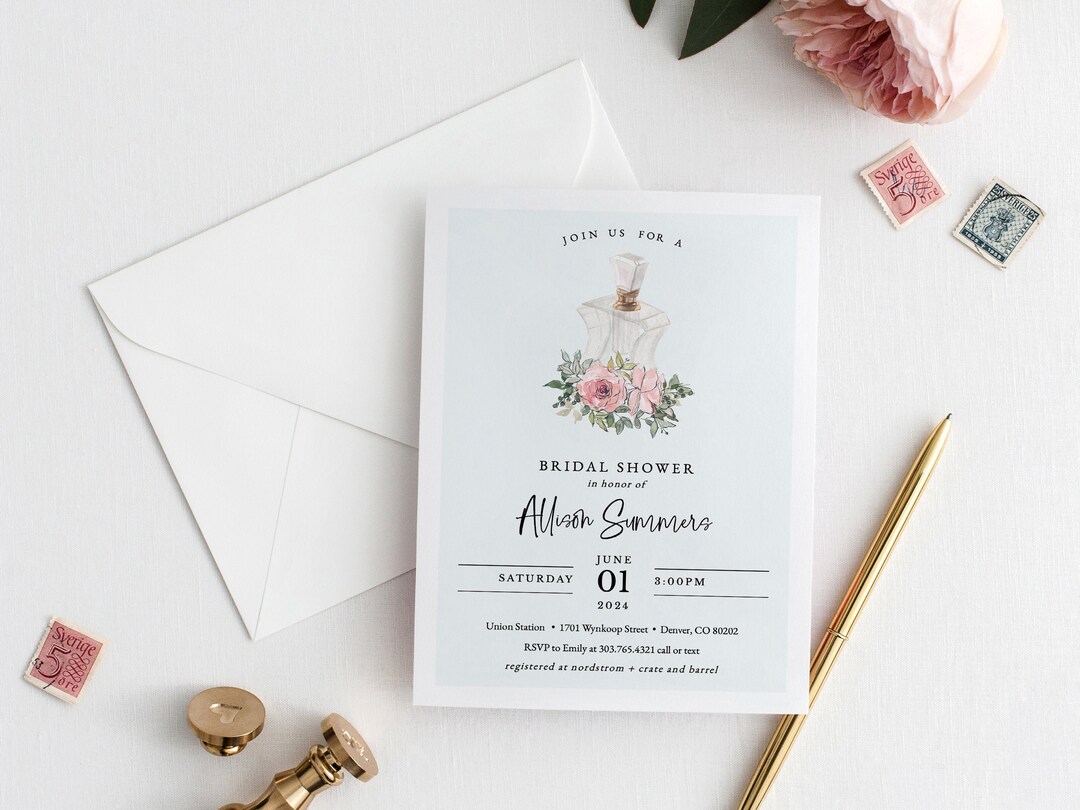 Perfume Bottle Bridal Shower Invitation Template Perfume - Etsy
