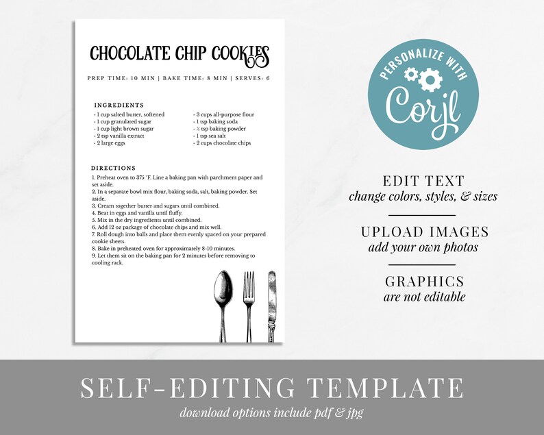 Vintage Style Half Page Recipe Book Template Mini Printable | Etsy