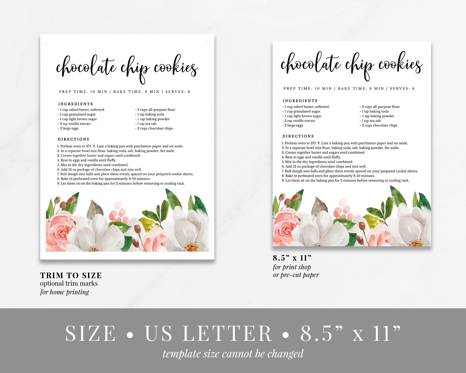 Floral Recipe Cookbook Template Download Family Recipe - Etsy