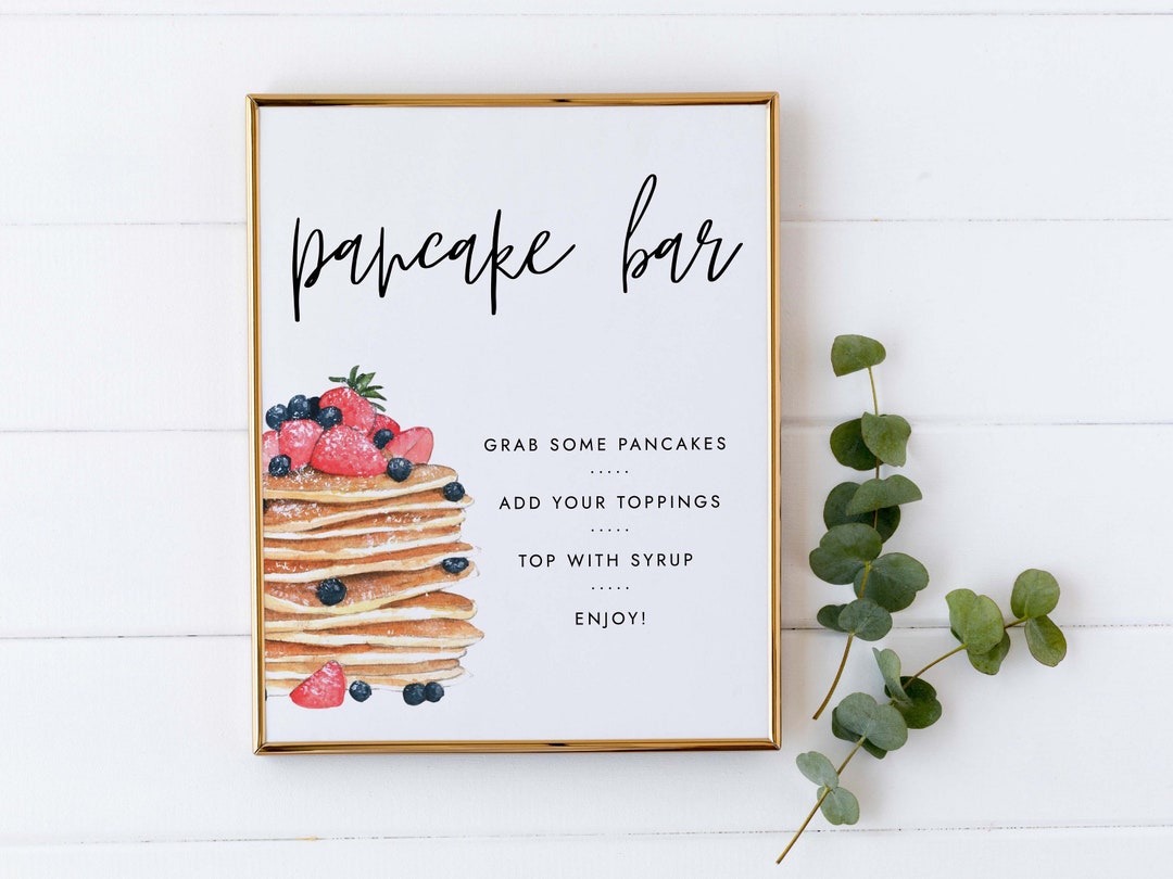 Pancake Bar Sign Template, Bridal Shower Brunch Pancake Station Sign ...