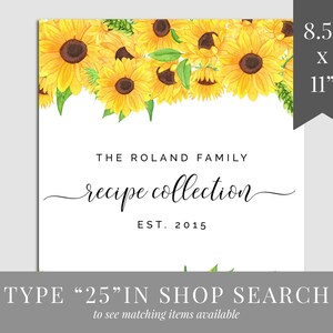 Printable Sunflower Recipe Book Template Download, Recipe Template ...