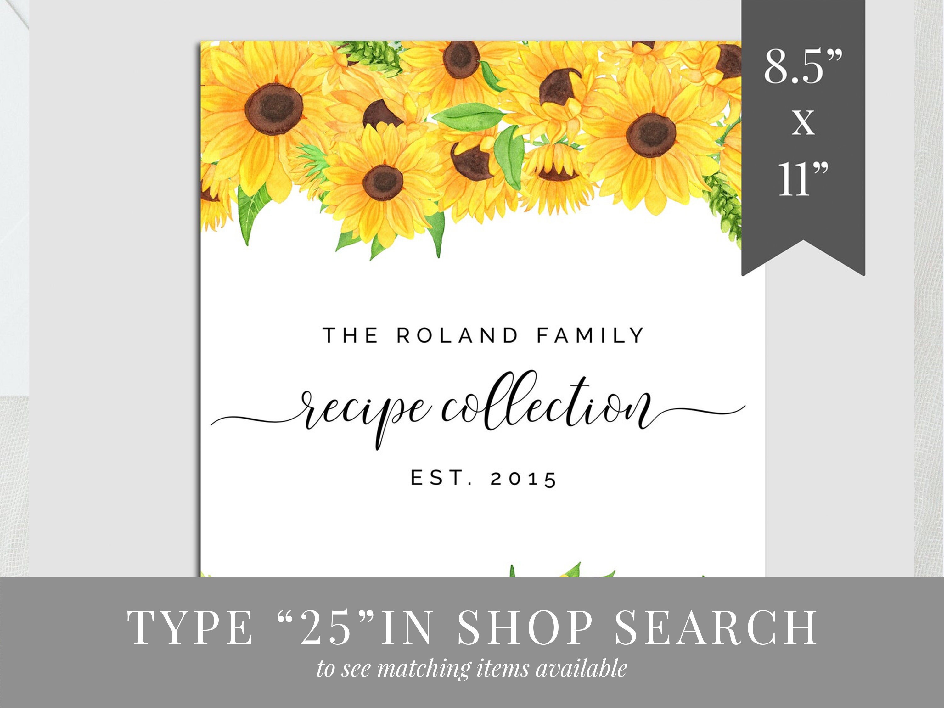 Printable Sunflower Recipe Book Template Download, Recipe Template ...