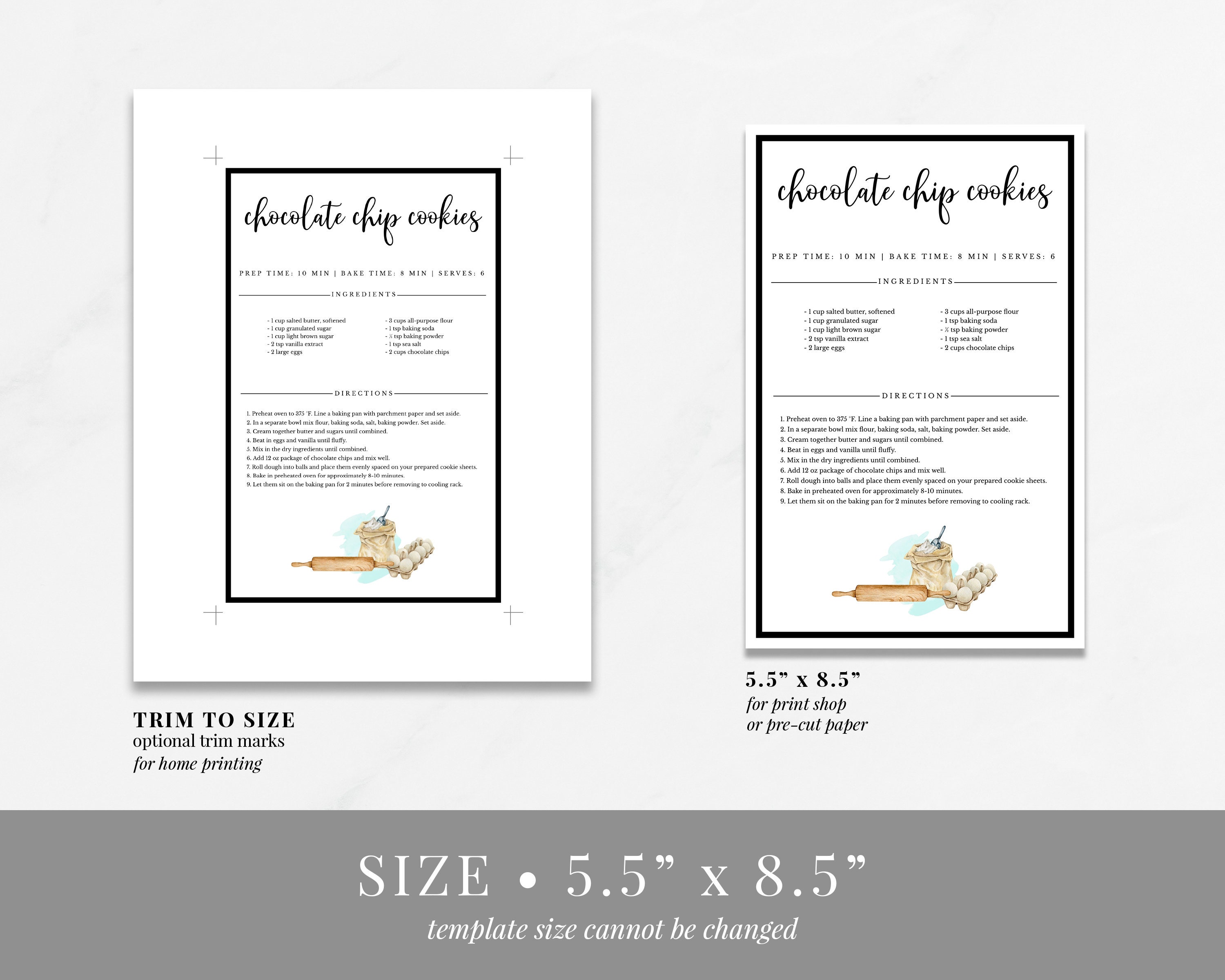 Half Size Mixer Recipe Template Printable Mini Recipe Book | Etsy