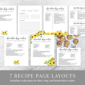 Printable Sunflower Recipe Book Template Download, Recipe Template ...