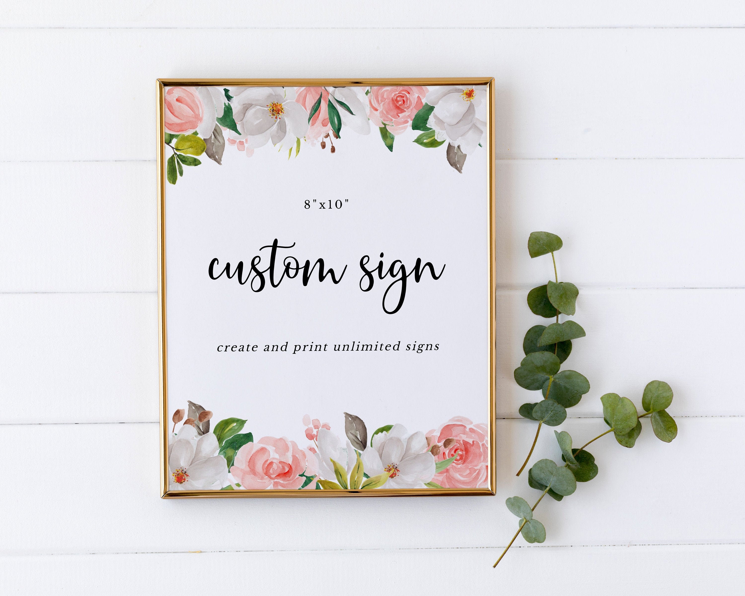 Custom Sign Template Printable Sign Template Floral Wedding | Etsy