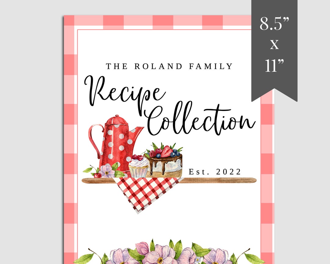 Red Gingham Polka Dot Recipe Book Template, Printable Cookbook Recipe ...