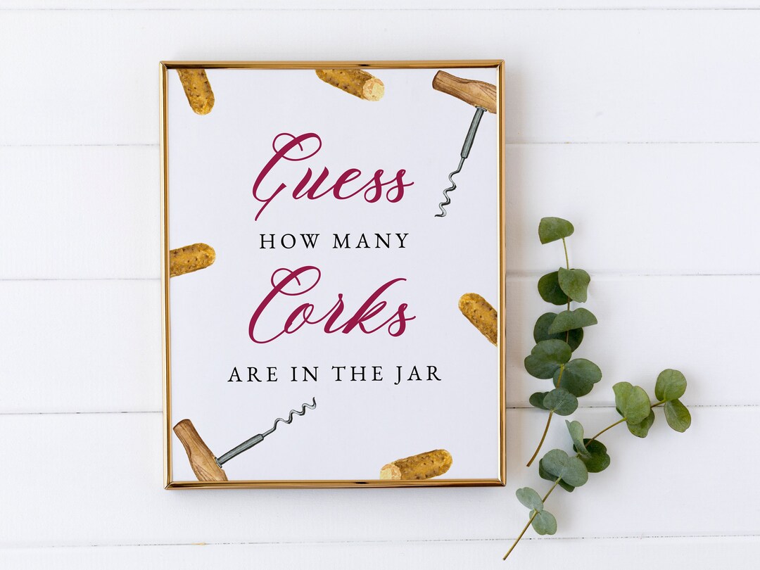 Guess How Many Corks in the Jar Bridal Shower Game Sign - Etsy
